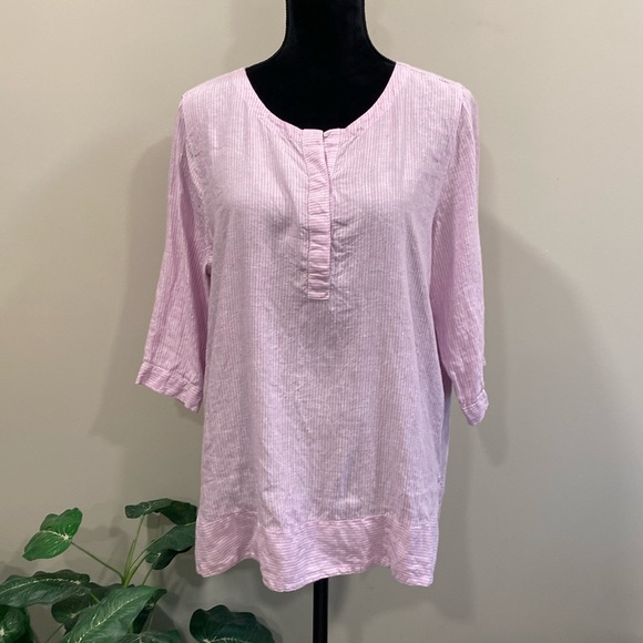 J. Jill | Tops | J Jill Love Linen Pale Lilac Stripe Popover Tunic Top ...